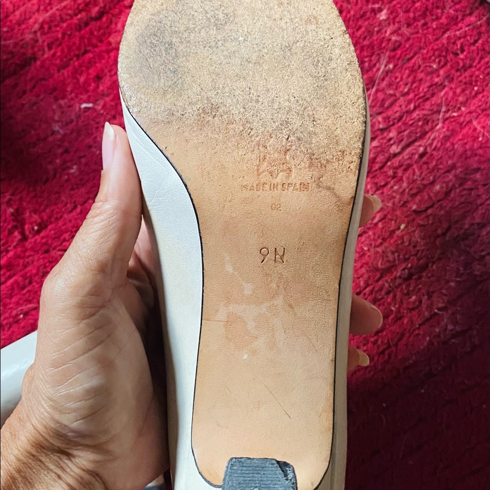 Vintage Evan Picone Ivory Cream Soft Leather Pumps He… - Gem